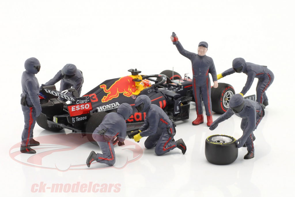 American Diorama 1:43 formula 1 Pit crew figure set #3 team Blue ...