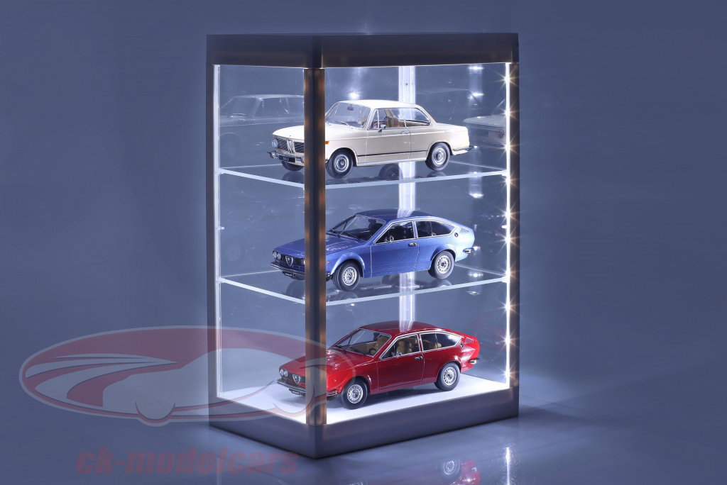 Single showcase with LED lighting for scale 1:18, 1:24, 1:43 white ...