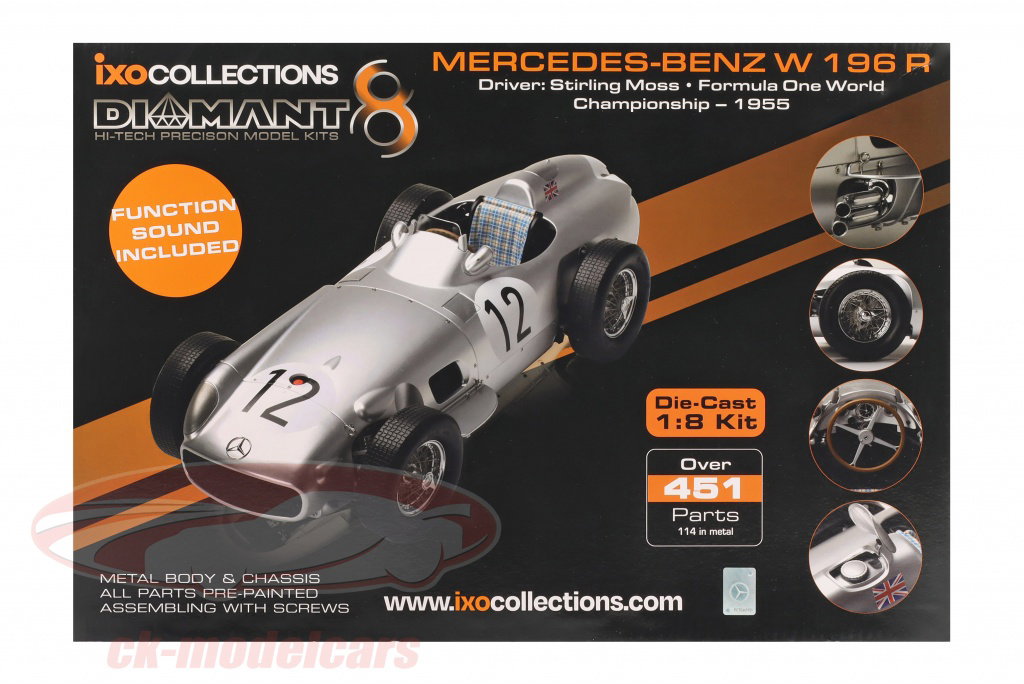 Ixo 1:8 Stirling Moss Mercedes-Benz W196 #8 Formula 1 1955 Kit ...