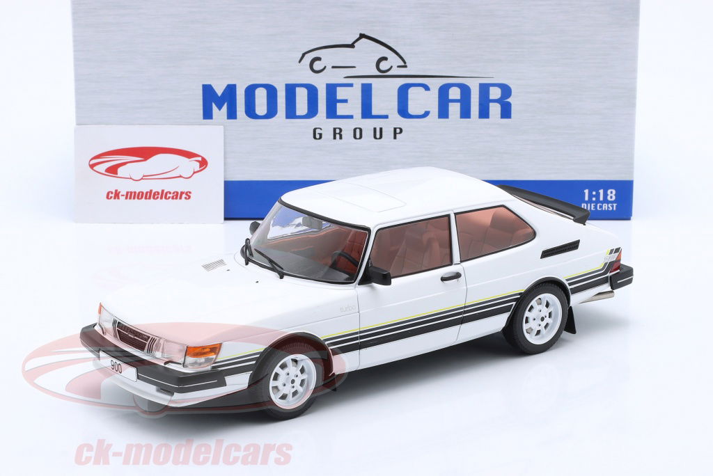 ModelCarGroup 1:18 Saab 900 Turbo Baujahr 1981 weiß / Dekor ModelCar ...