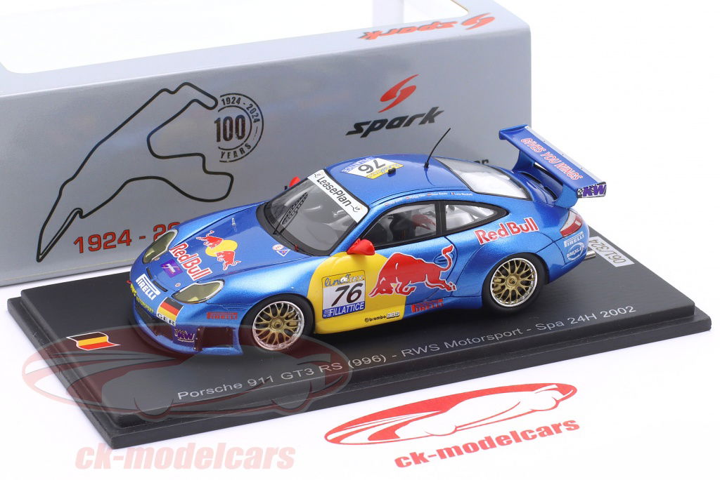 Spark 1:43 Porsche 911 (996) GT3 RS #76 24h Spa 2002 RWS Motorsport ...