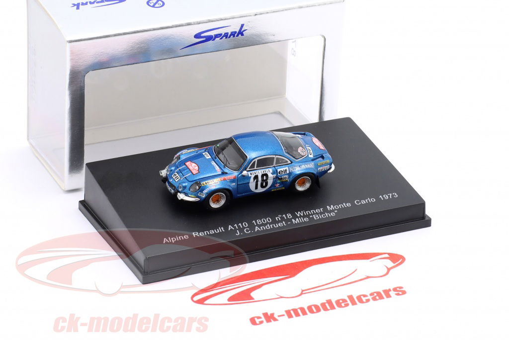 Spark 1:87 Alpine-Renault A110 1800 #18 勝者 Rallye Monte Carlo 1973 ...