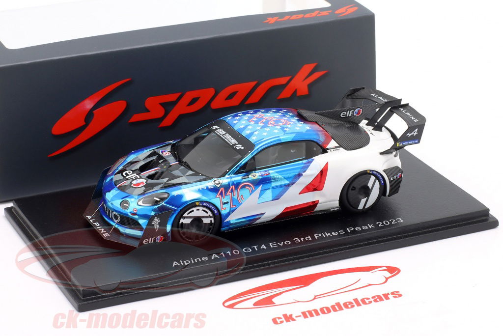 Spark 1:43 Alpine A110 GT4 Evo #110 3rd Pikes Peak 2023 R. Astier S5449 ...