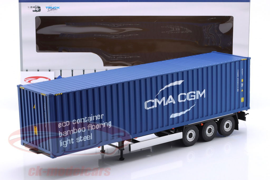 Solido 1:18 Transport-Trailer / Auflieger mit Container 2024 blau ...