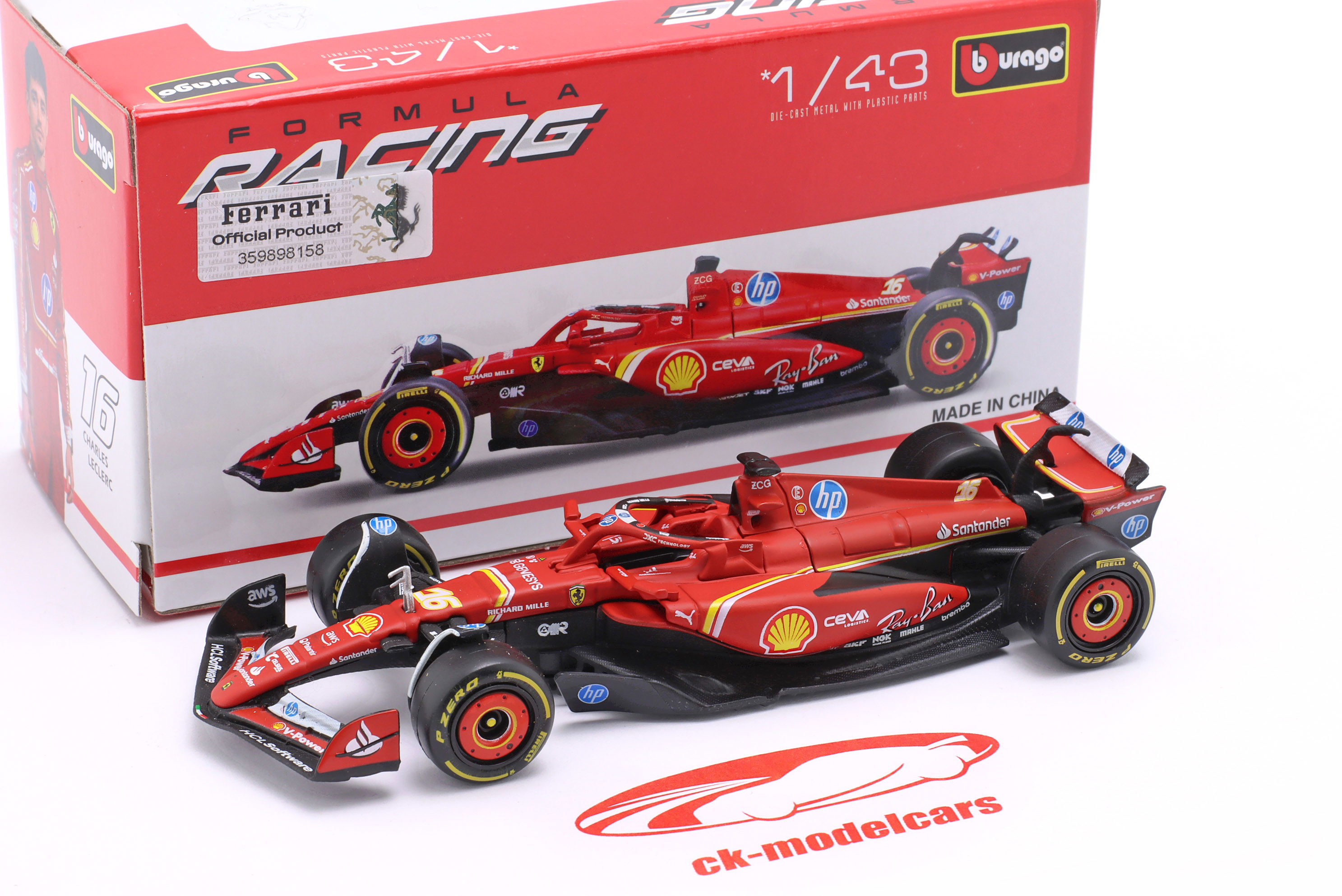 Bburago 1:43 Charles Leclerc Ferrari SF-24 #16 Winner Monaco GP Formula ...