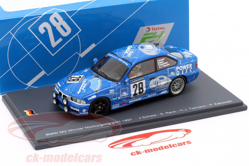 Spark 1:43 BMW M3 (E36) #28 Sieger 24h Nürburgring 1997 Scheid, Reck ...